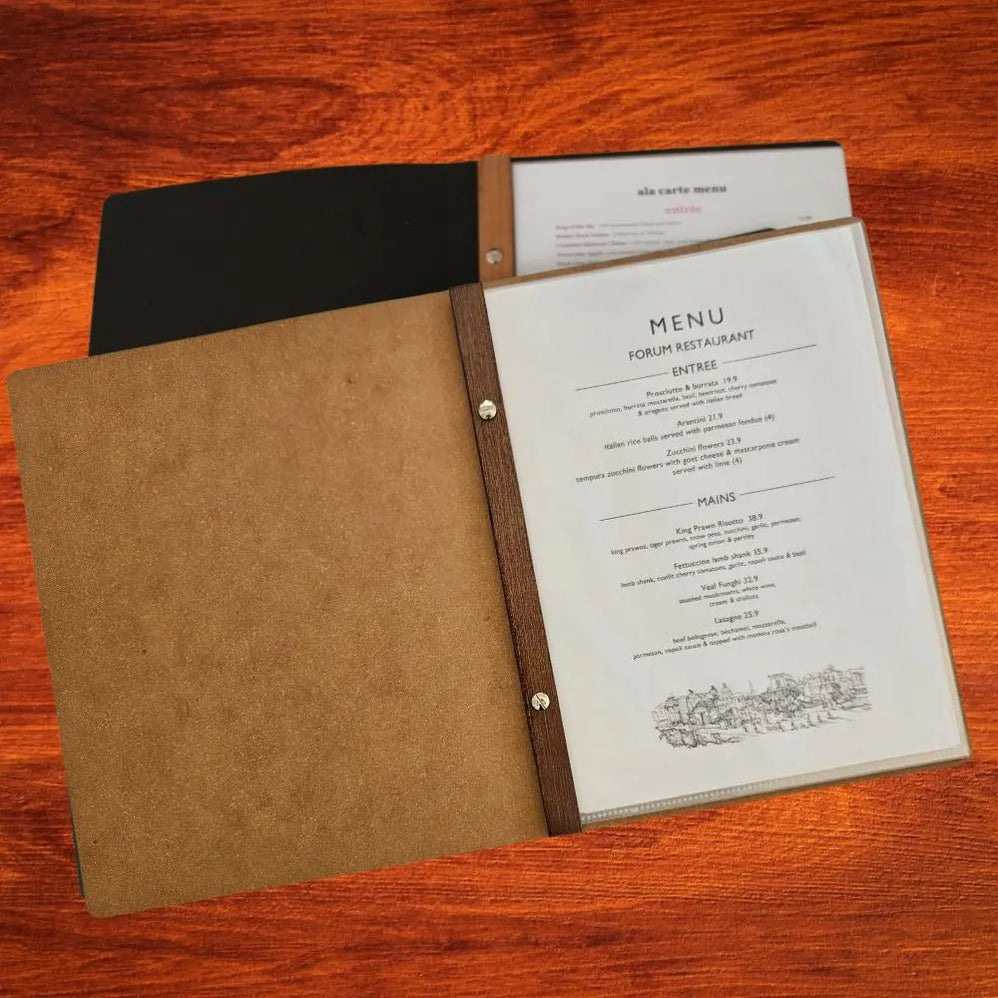 Leather Menu Covers for sale | A4 Menu Covers buy online | FCM — FCM Sales