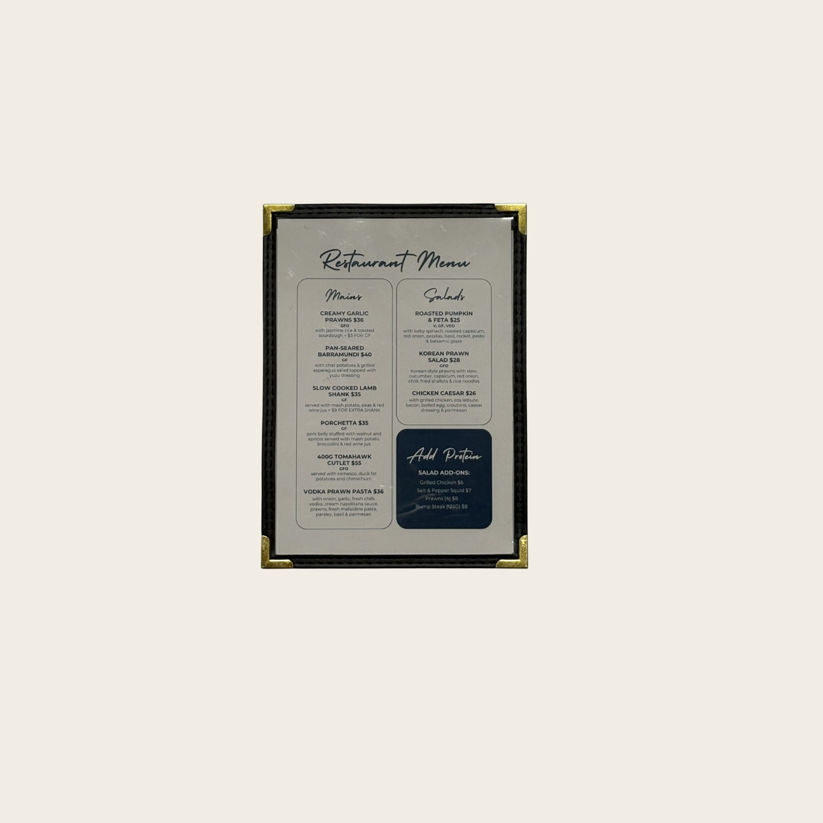 Restaurant Menu Covers Australia | Easy Logo Printing | FCM Sales