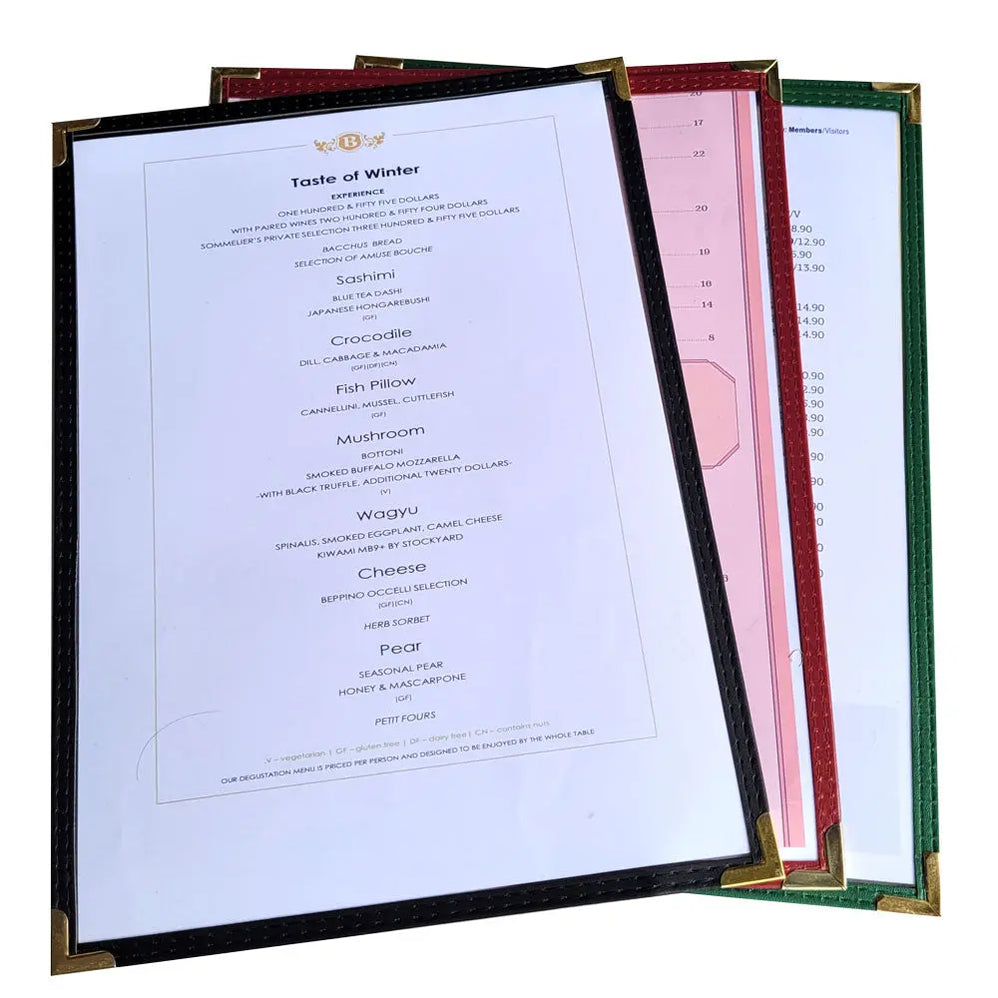 Restaurant Menu Covers Australia | Easy Logo Printing | FCM Sales